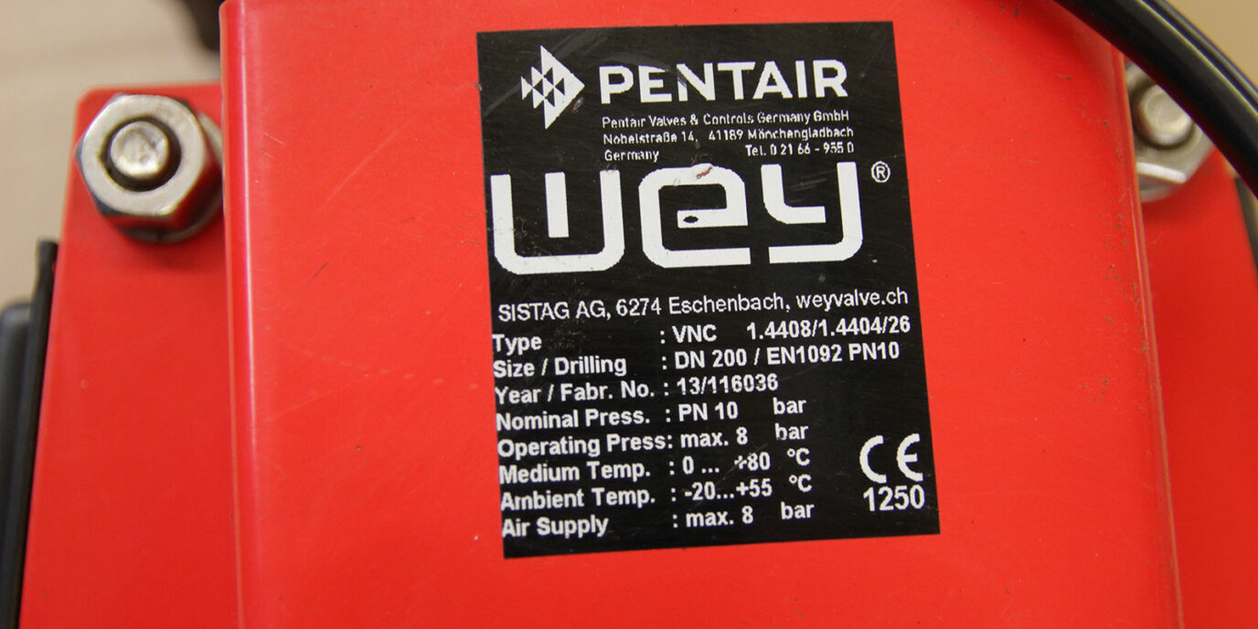 Used Wey Knife-gate valve DN200 pneumatic - Paul Groth